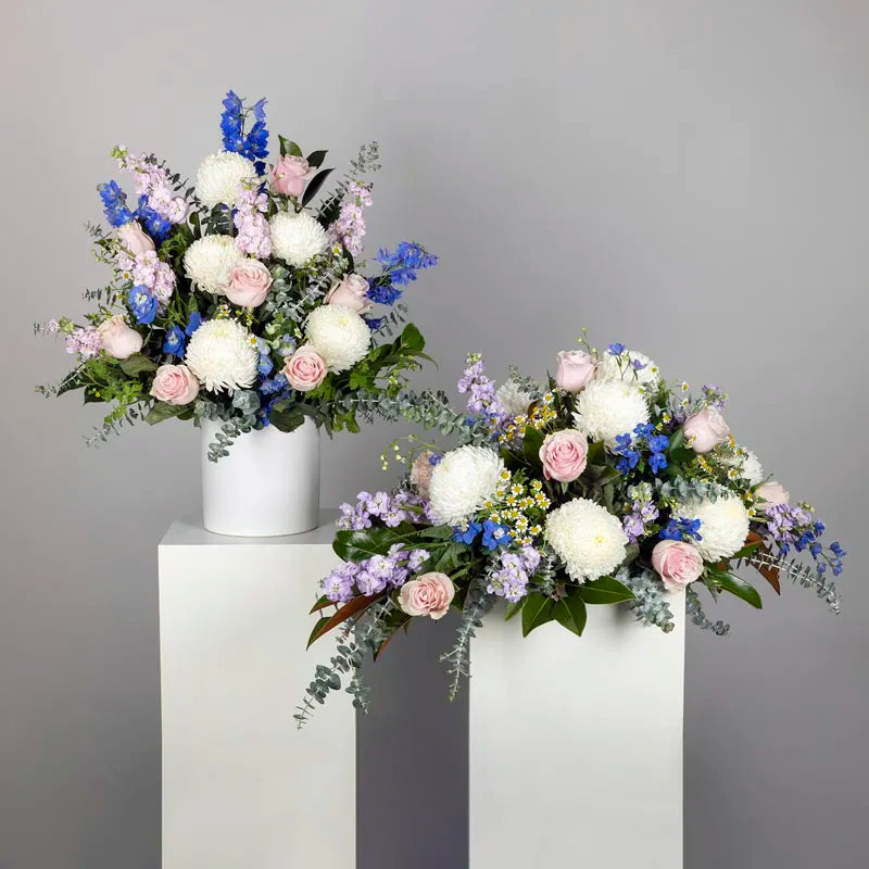 Chapel Flowers and Casket Duo - Pastel – Golden Sable Florist