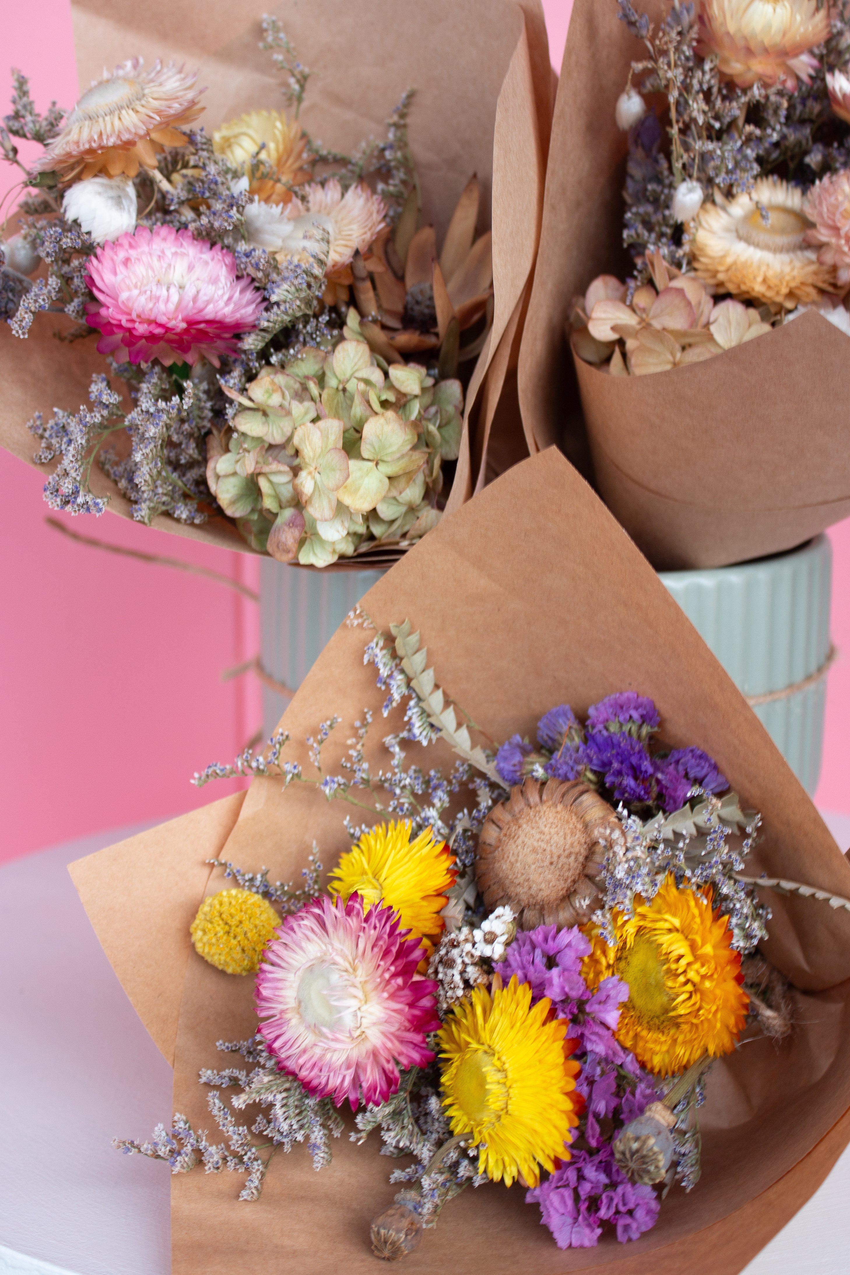 Dried Mini Posies – Golden Sable Florist